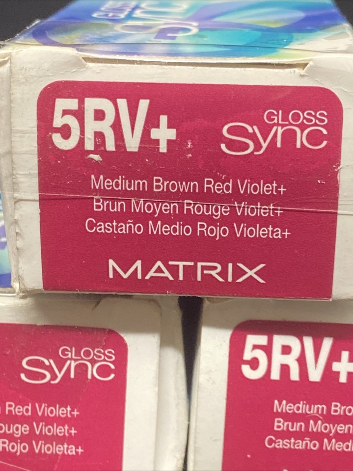 3 Matrix Gloss Sync Ammonia Free Demi Hair Color Gloss 5RV+ 2 oz each ...