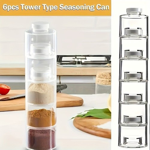 6Pcs/Set Spice Jar Pepper Shaker Box Spice Tower Herb & Spice Seasoning ...
