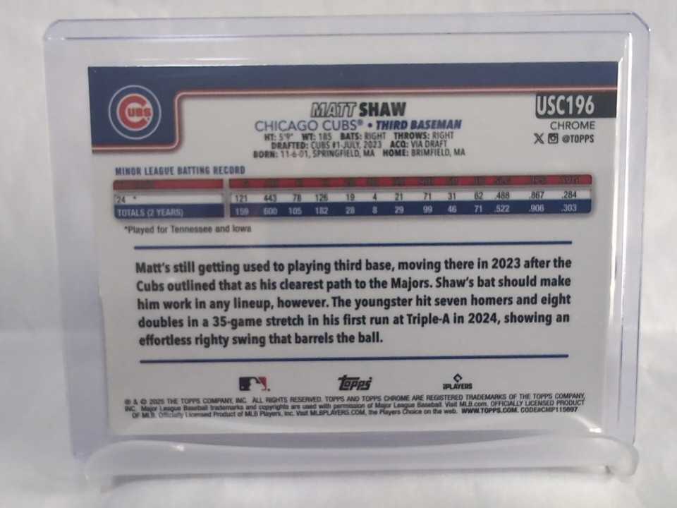 2025 Topps Chrome Update Matt Shaw Image Variation SP USC196 | eBay