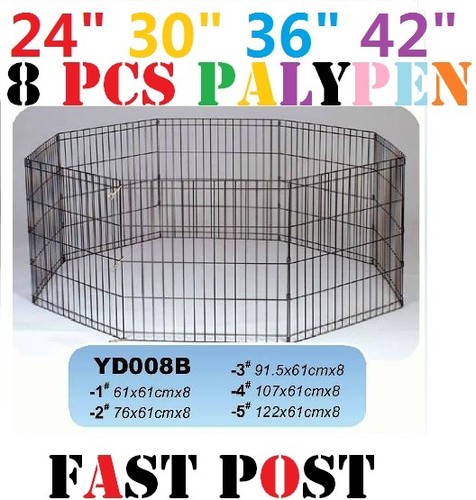 24" /30" /36" /42" / 48" x 8pcs Panel Playpen Pet Dog Puppy Exercise ...