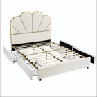 Queen Size Upholstered Smart Platform Bed Frame with 4 Drawer and Slats ...