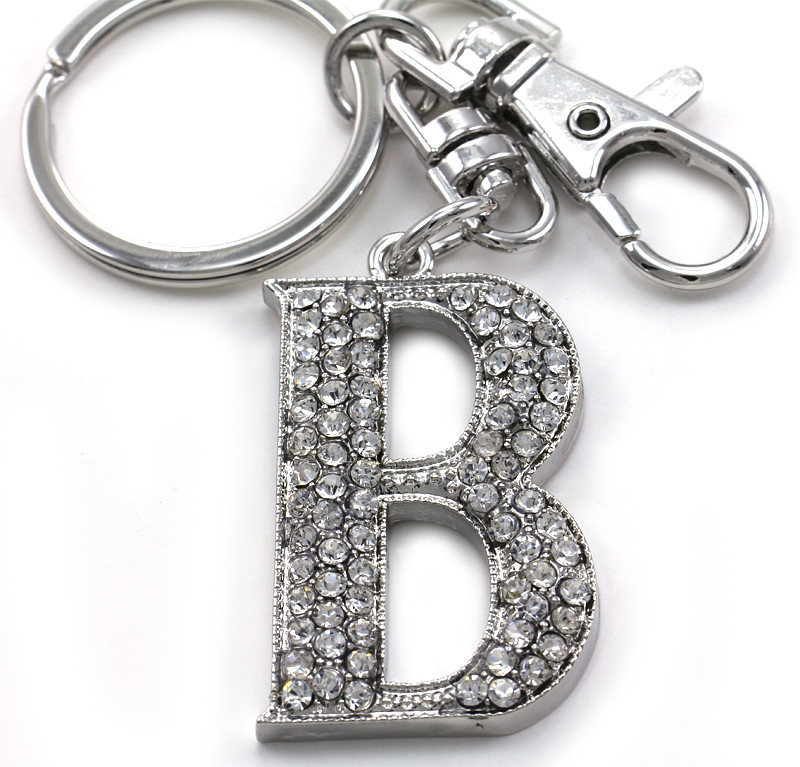 Clear Name Alphabet Initial Letter A-Z Car Keychain Key Ring Wedding ...