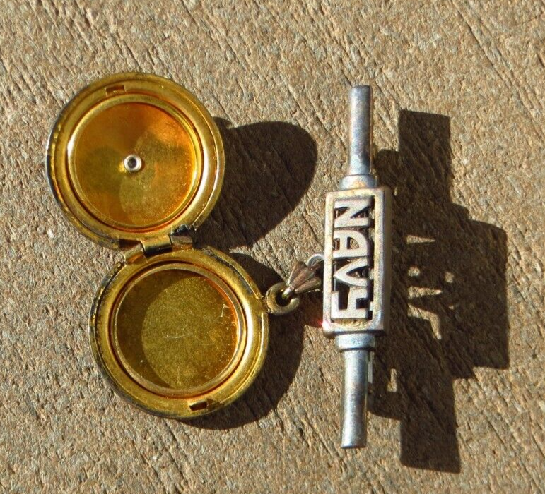 USN US Navy Sweetheart Locket Lapel Pin Brooch Amico w/ Box Submarine ...