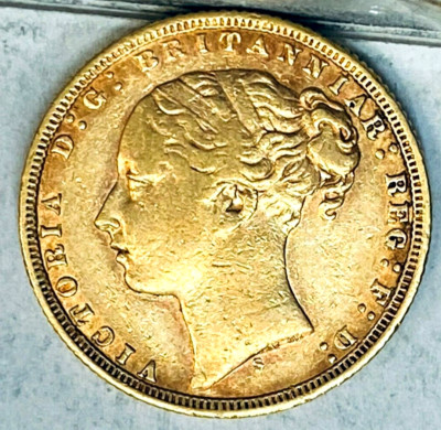 AUSTRALIA 1871 s SYDNEY GOLD SOVEREIGN RARE LOW MINT KEY DATE LARGE B.P ...