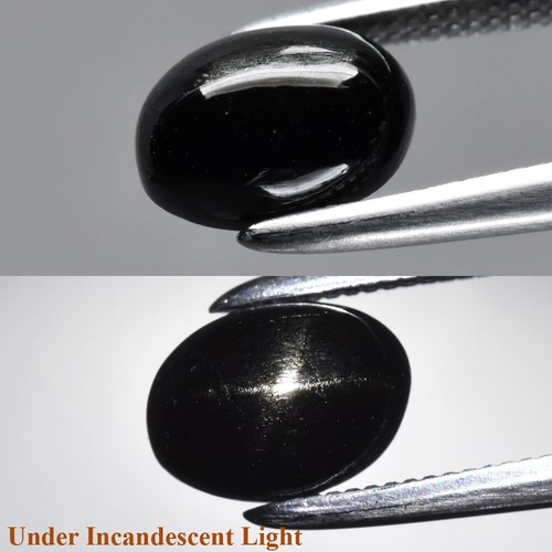 1.15ct 7x5mm Oval Cabochon Natural Black 4 Ray Star Diopside Gemstone ...