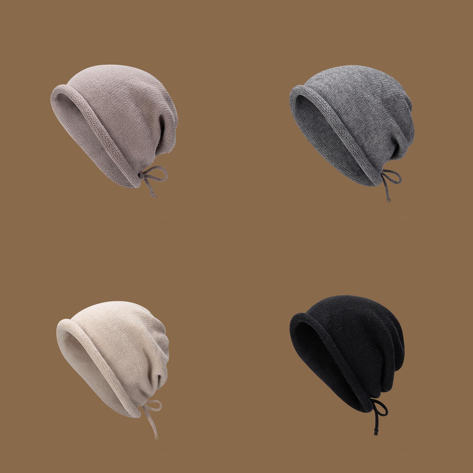 Cozy Black Knit Cold Cap Women Autumn Winter Korean Style Versatile ...