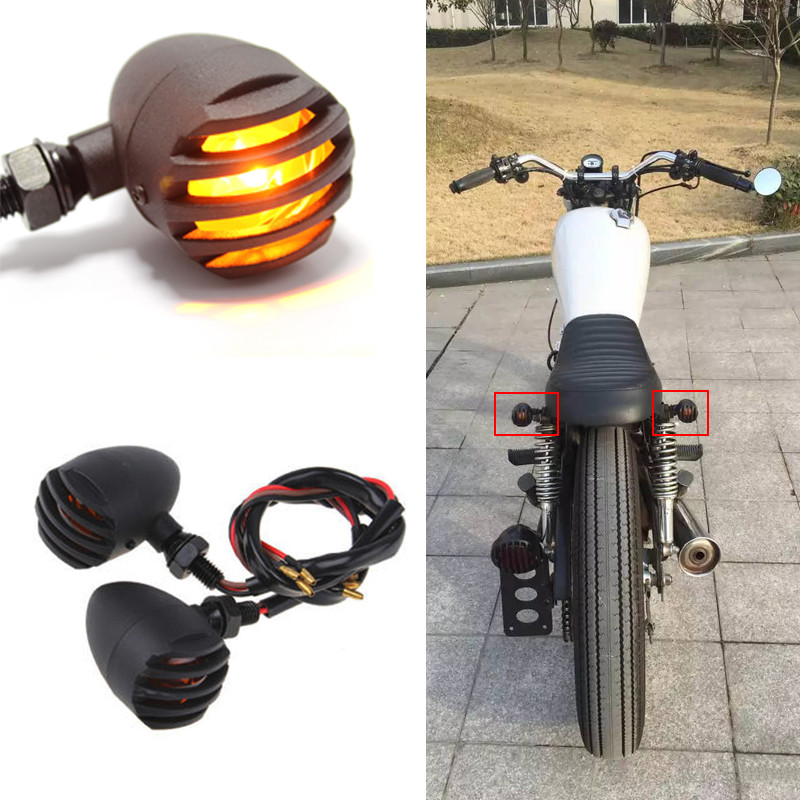 Black Universal Cafe Racer Bobber Motorcycle Turn Signals Indicator ...