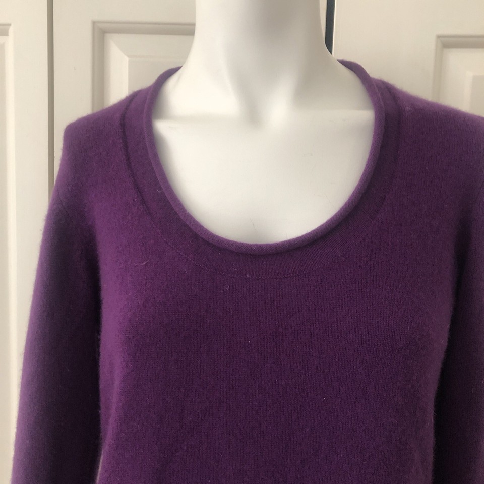 Kinross Cashmere Women S Sweater Tunic Purple Side Slit Length 25 ...