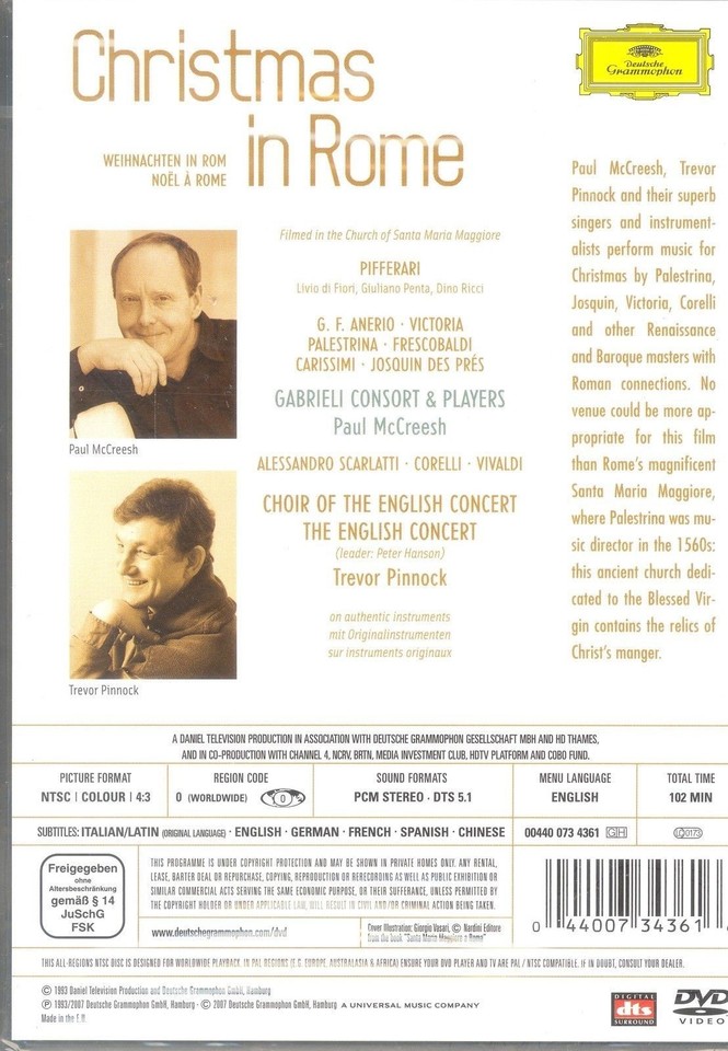 Christmas In Rome DVD NEW Vivaldi Trevor Pinnock McCreesh Gabrieli ...