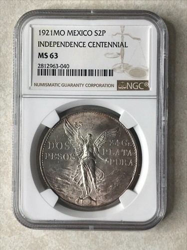 1921 Mexico ESTADOS UNIDOS MEXICANOS 2 Pesos KM# 462 NGC MS63 Foreign ...