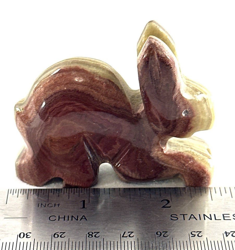 Vintage Carved Polished Onyx Marble Stone Bunny Rabbit Figure Sculpture ...