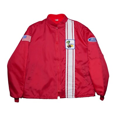 Vintage Ford Mustang Cobra Shelby Racing Jacket Mens Size XXL Red ...