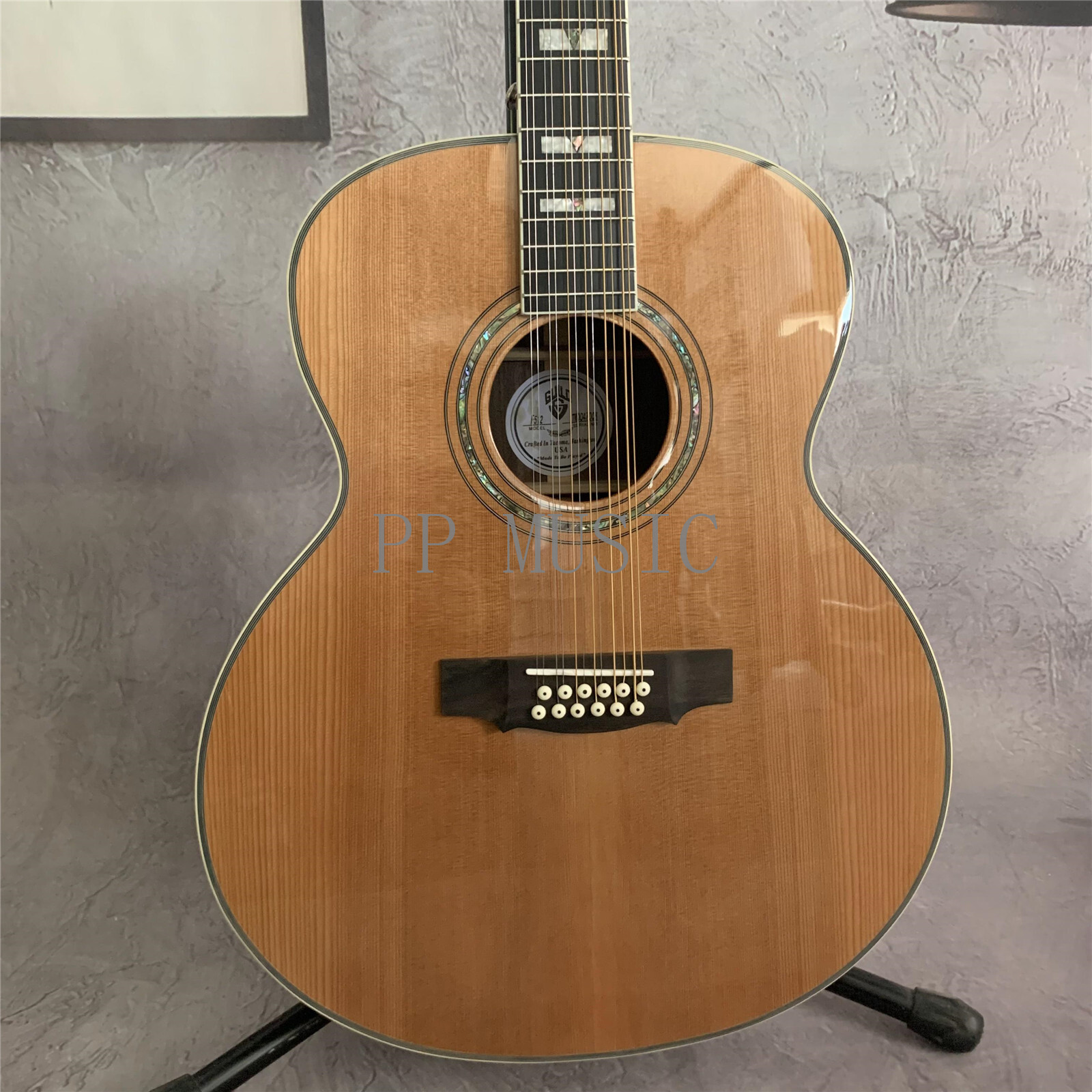 Left Handed Natural Acoustic Guitar 12 String Hollow Body Chrome ...