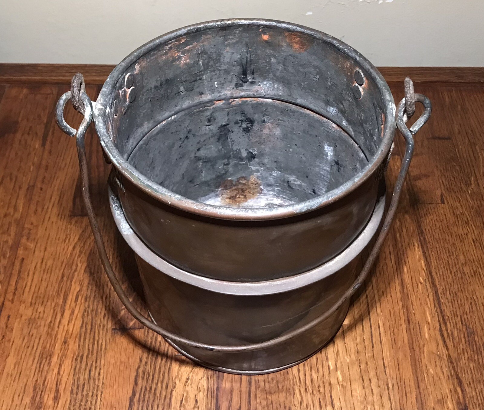 Antique Copper Lidded Container with Handle Primitive Decor | eBay
