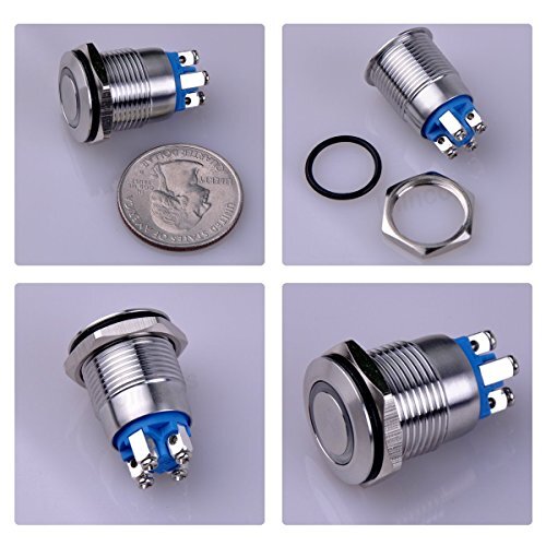 Momentary Pushbutton Switch U16b1 1no Silver Stainless Steel Shell With White Le | eBay