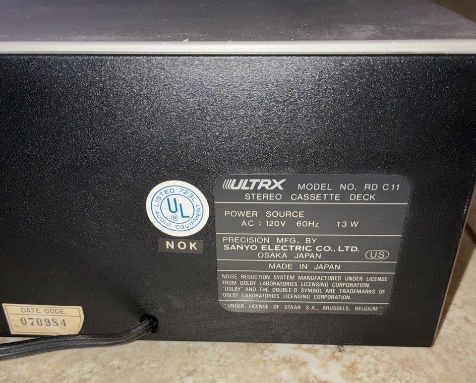Vintage Rare SANYO ULTRX RD-C11 Cassette Deck Player Tape Recorder DBX ...