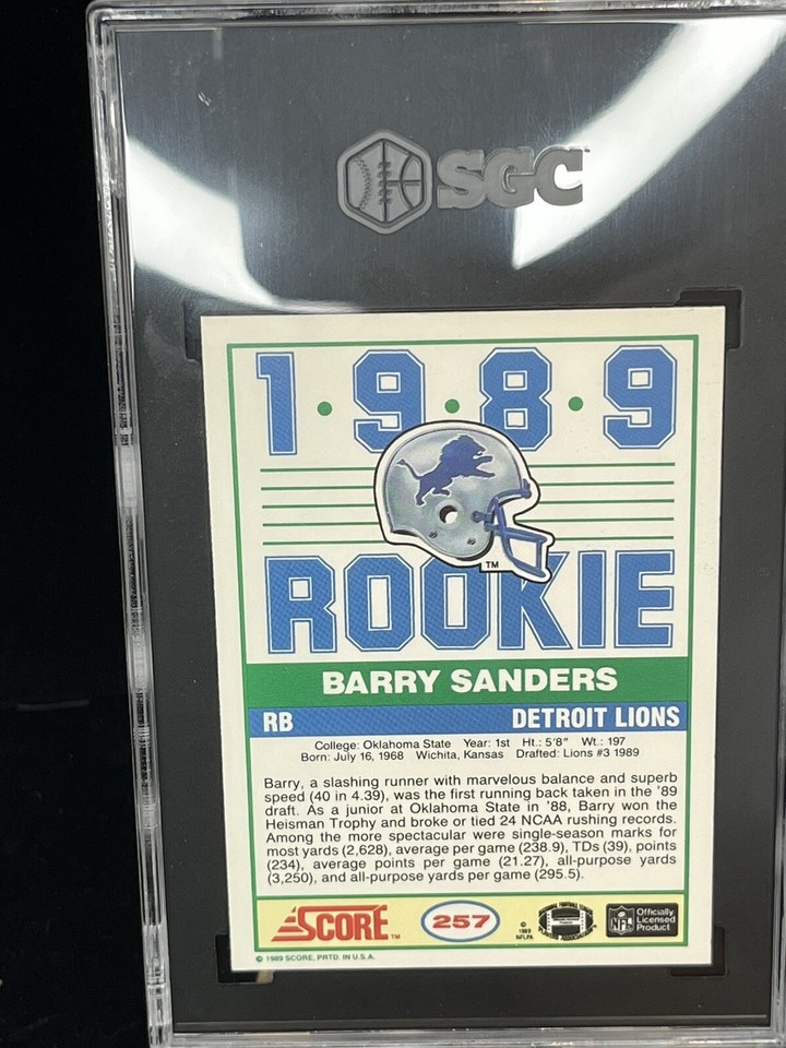 1898 #257 Barry Sanders Rookie Card - SGC 8.5 Lions | eBay