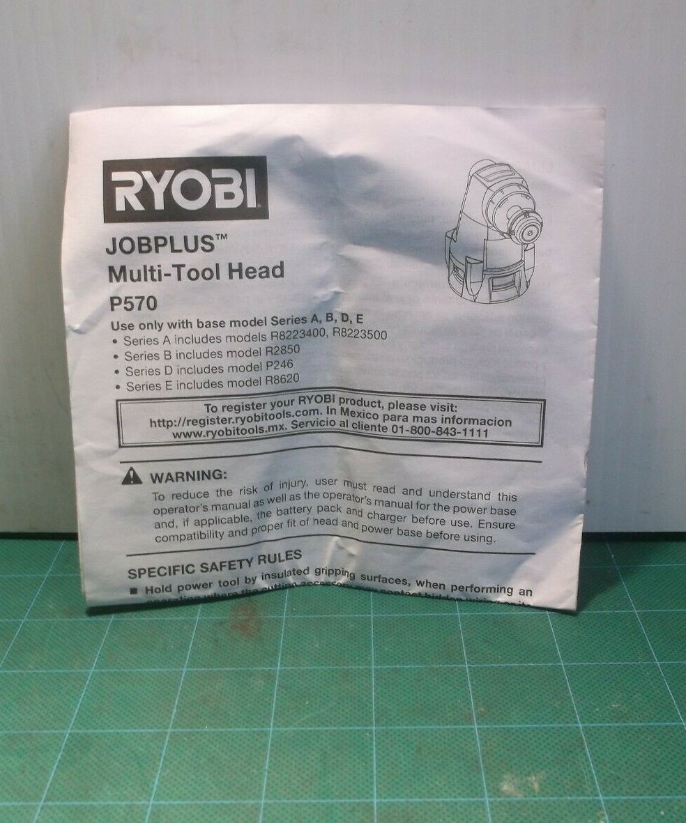 Ryobi P570 JOBPLUS Multi-Tool Head Operator's Manual (Manual Only) | eBay