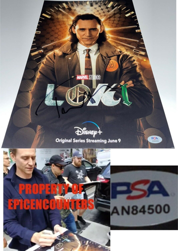 TOM HIDDLESTON SIGNED MARVEL AVENGERS LOKI 12X18 POSTER PHOTO PROOF PSA ...