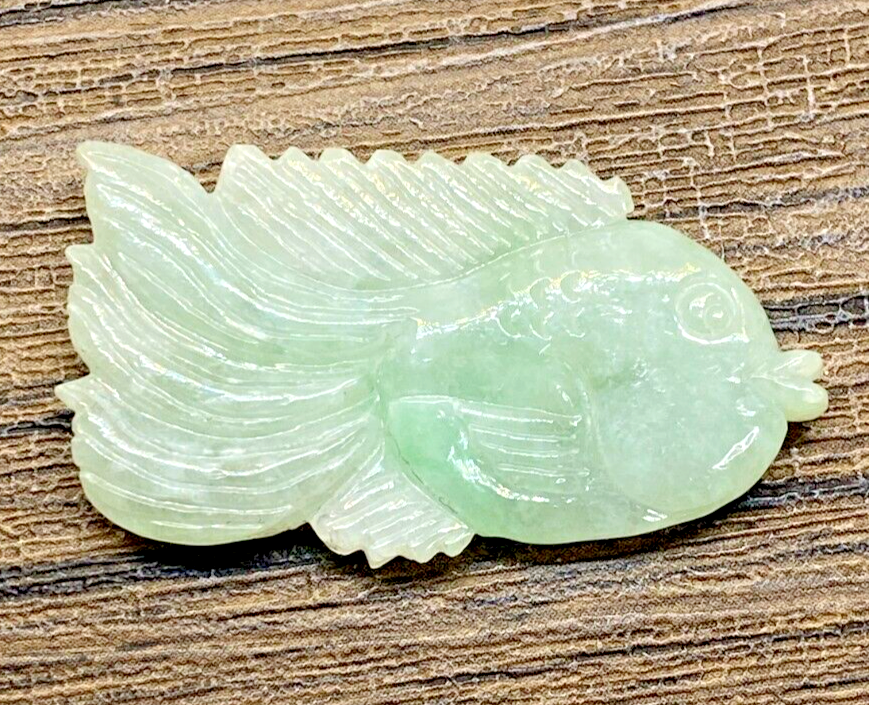 40 mm Natural Jadeite A Jade Fish Hand Carving Burma Myanmar Untreated ...
