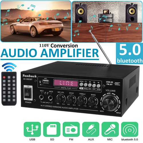 2000W 2 CH bluetooth 5.0 HIFI Power Amplifier Audio Stereo Amp Home Car ...