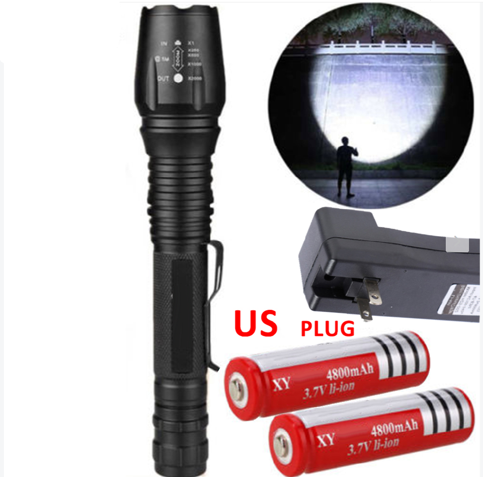 Powerful Super Bright LED Flashlight Rechargeable Hand Torch Lamp Light ...