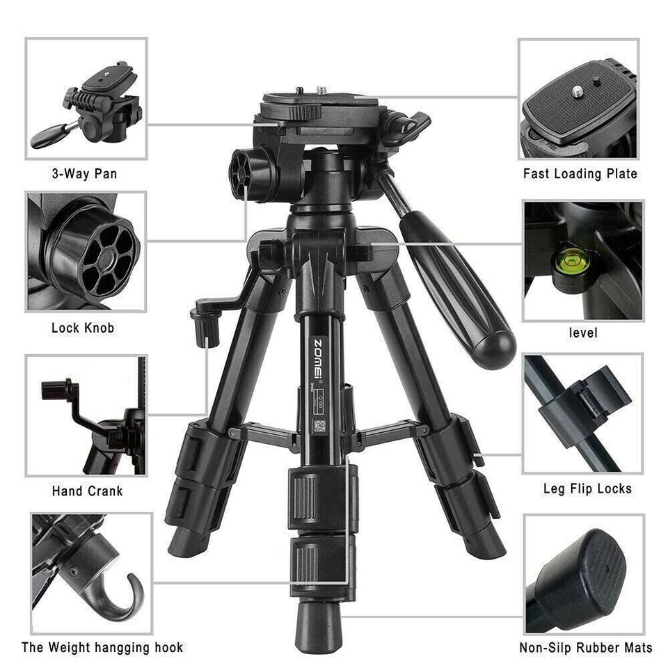 ZOMEI Q100 Mini 20" Portable Tripod Tabletop Stand Holder For DSLR ...