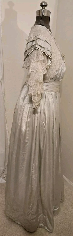 Edwardian Pale Blue Silk Lace Tassel Trim Gown | eBay