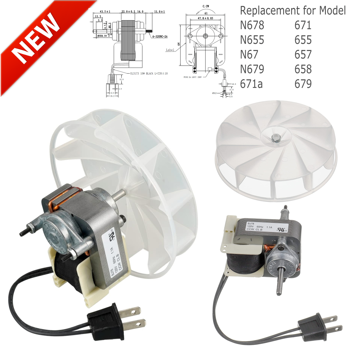 Bathroom Fan Motor For Nautilus N655 N679 N671 Broan 655 657 658 679A ...