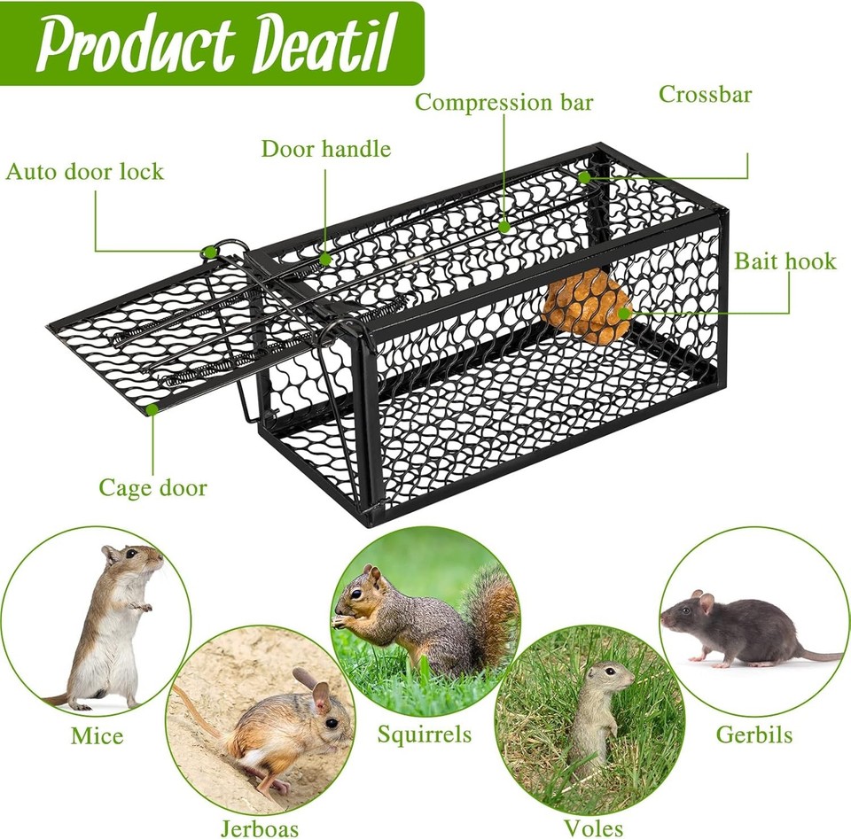 X2 RAT TRAP MOUSE CATCHER HUMANE CAGE LIVE ANIMAL RODENT MICE INDOOR ...