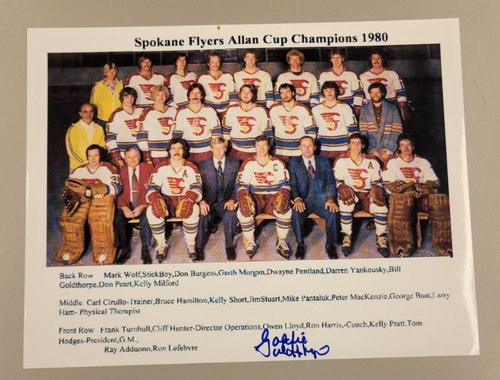 BILL "GOLDIE" GOLDTHORPE SIGNED 8x10 HOCKEY PHOTO SPOKANE FLYERS ...