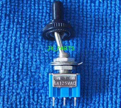 5x 125V 6A ON/OFF/ON 3 Position SPDT Toggle Switch Waterproof Cover Cap ...