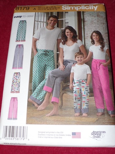 🌷 SIMPLICITY #8179 - ADULT - TEEN or CHILD PULL ON PAJAMA BOTTOMS ...