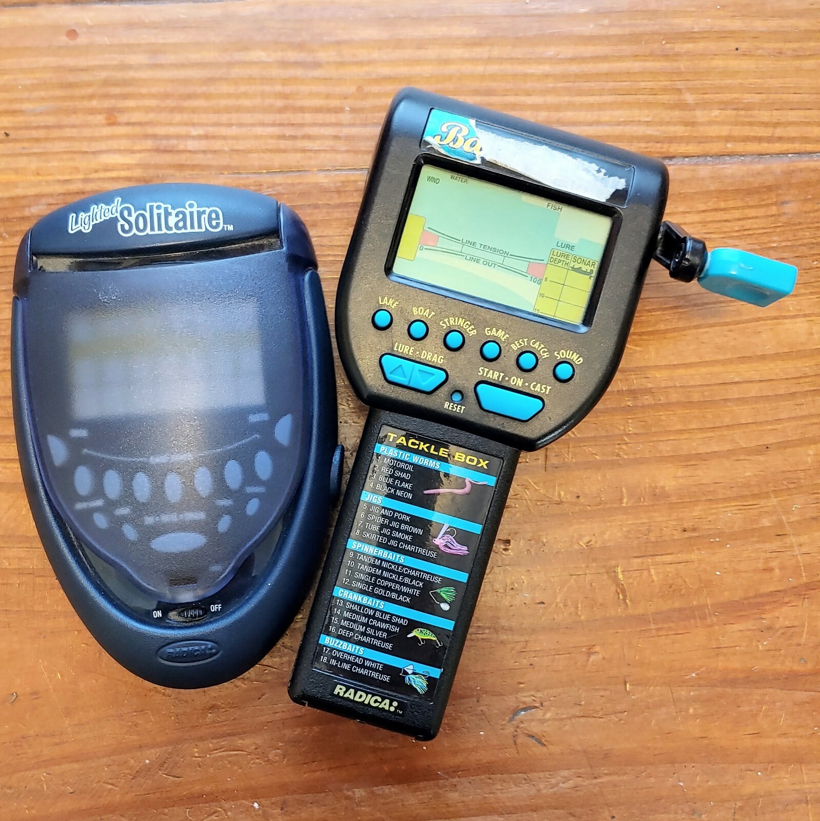 Lot: Radica Lighted Solitaire 2003 &1996 Bass Fishing Handheld Games ...