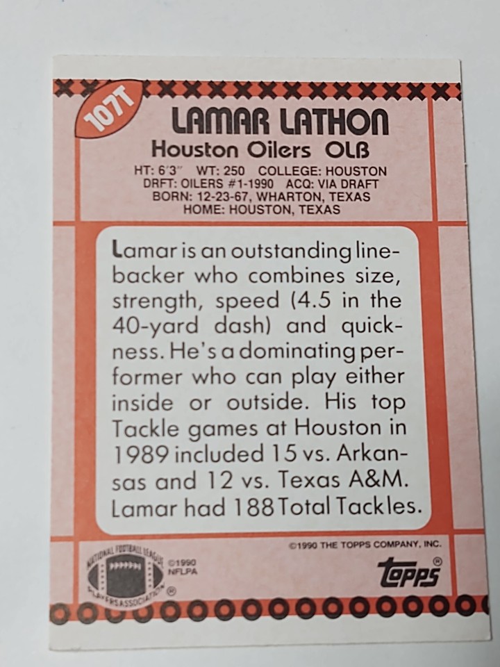 1990 TOPPS TRADED LAMAR LATHON #107T RC ROOKIE FOOTBALL CARD | eBay