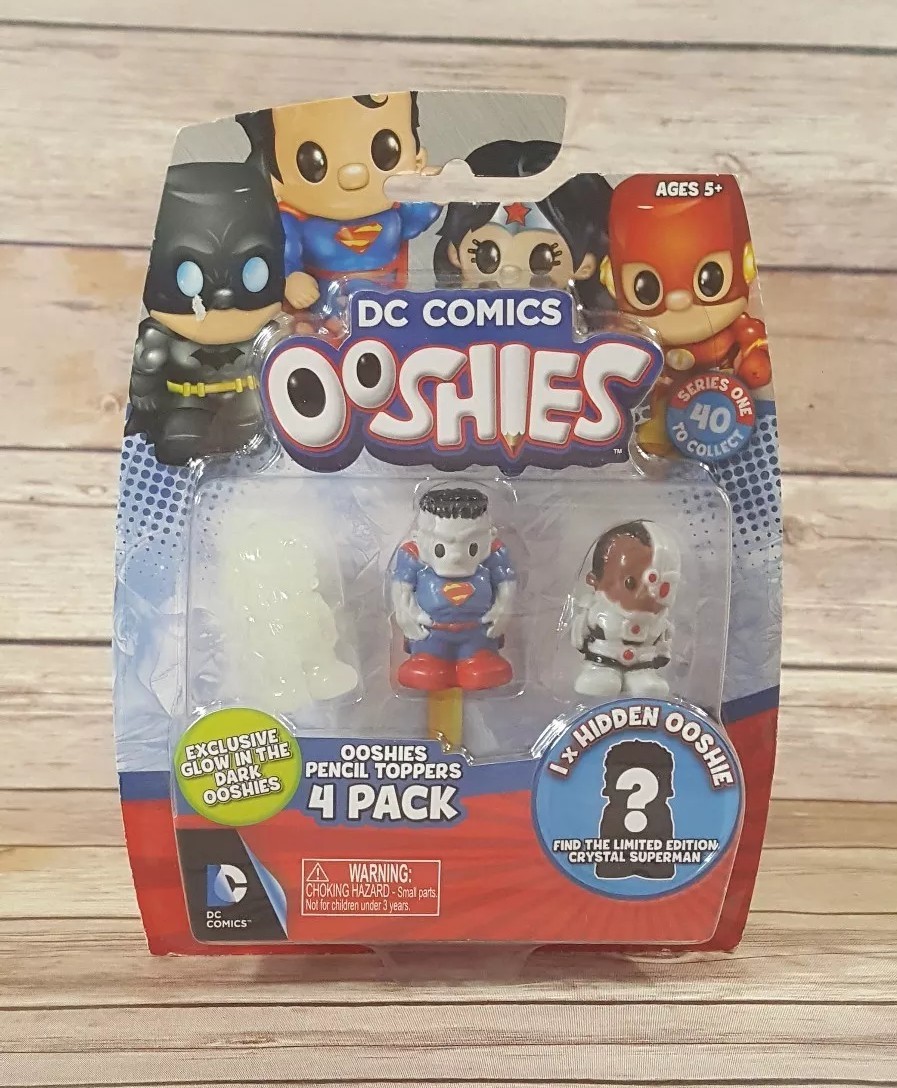 Ooshies DC Comics Pencil Toppers 4 Pack Series 1 Cyborg Bizarro Glow ...