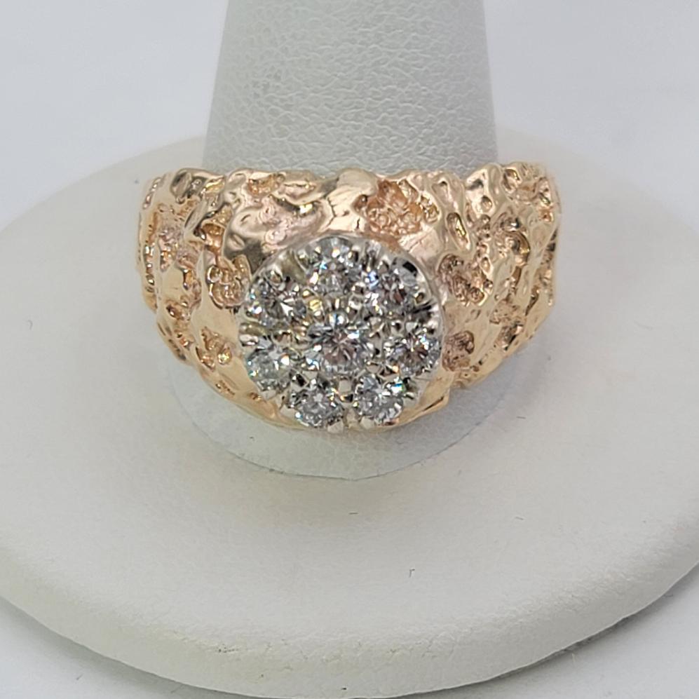 MEN'S 14K YELLOW GOLD DIAMOND CLUSTER RING (aol kp) (… - Gem