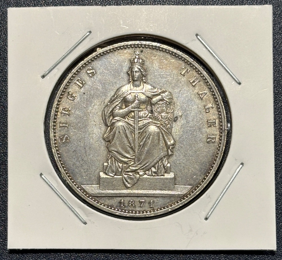 1871 German States Prussia 1 Thaler - William I "Siegestaler" 0.900 ...