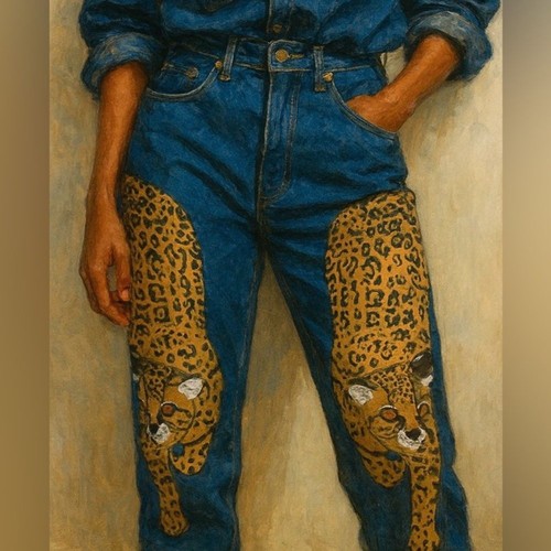 Farm Rio Leopard Print Blue Jeans Size 4/6 | eBay