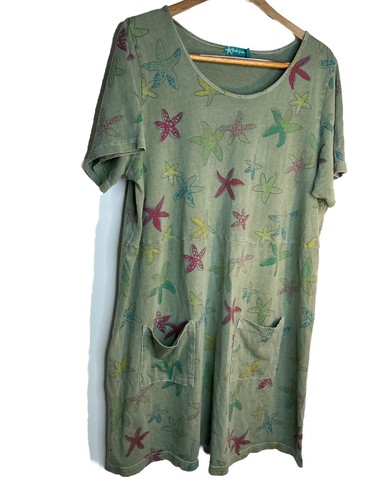 Fresh Produce Plus sz XXL Beachcore resort wear Green Starfish sea ...