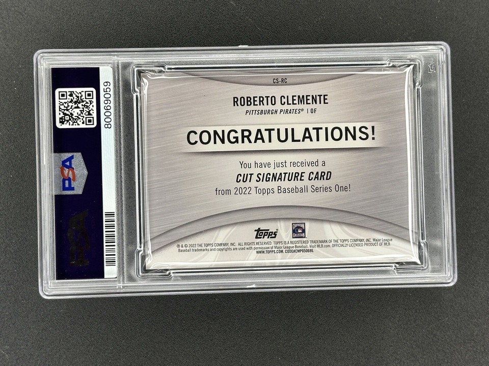 2022 TOPPS ROBERTO CLEMENTE CUT SIGNATURES 1/1 AUTO PSA AUTH BOLD INK ...