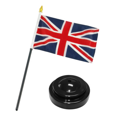 UK United Kingdom 4"x6" Flag Desk Set Table Stick Black Base 100D | eBay