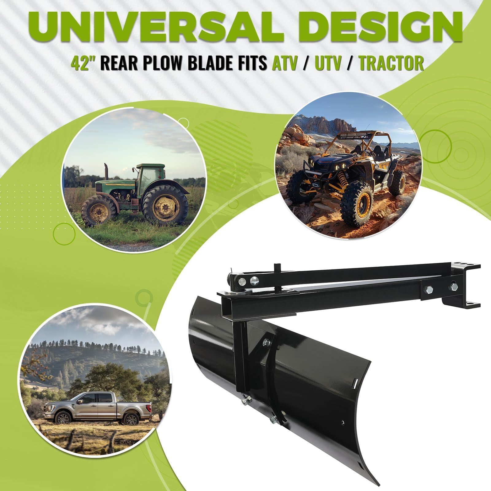 40" For UTV/ATV Adjustable Sleeve Hitch Tow Behind Rear Scrape Blade ...