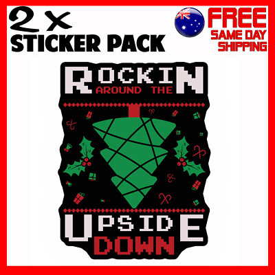 2 x Stickers Rockin Around The Christmas Tree Upside Down Australia Car ...