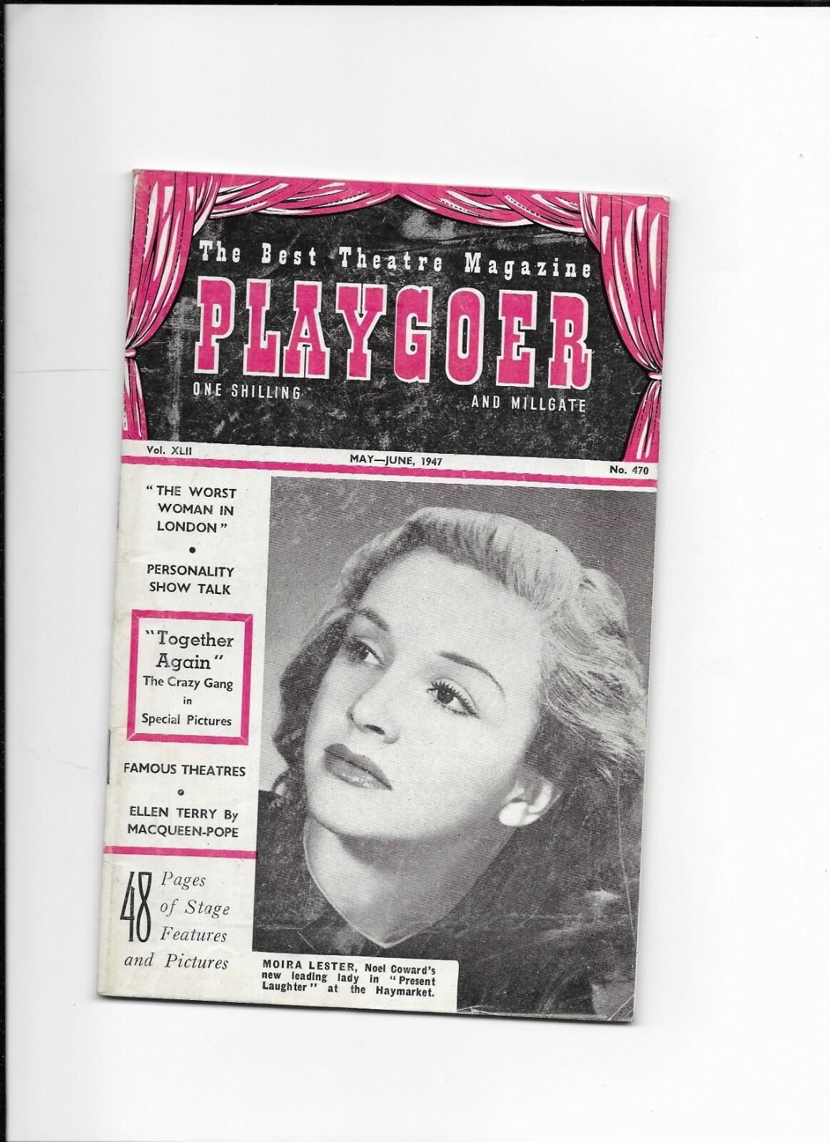 Playgoer Magazine May - June 1947: cover picture Moira Lister | eBay