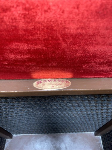 Vintage Hawkeye Velvet Red Wicker MCM Regency Laundry Hamper Wow Mid ...