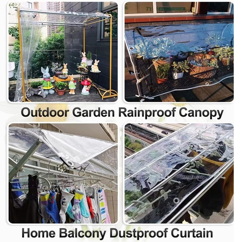 Waterproof Clear Tarpaulin Tarp with Grommets Heavy Duty PVC Patio ...