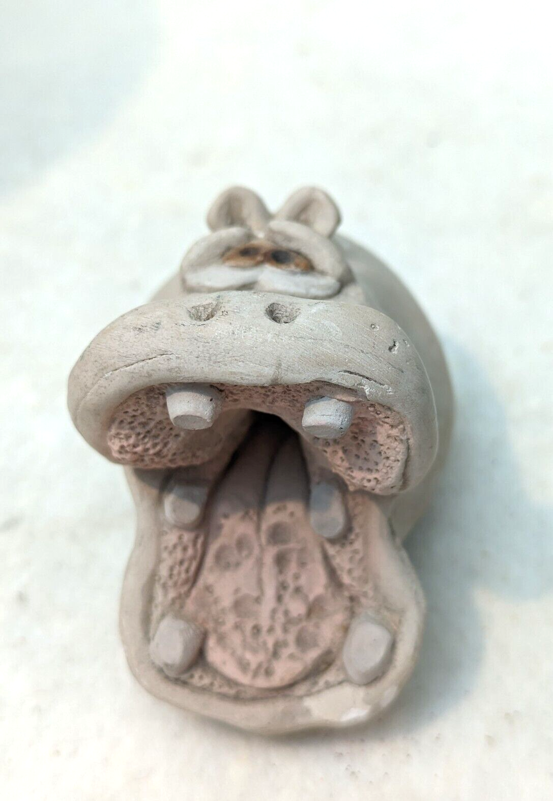 Vintage Cute Hippo OPEN MOUTH Hippopotamus Figure RARE 1980's NICE BIG ...