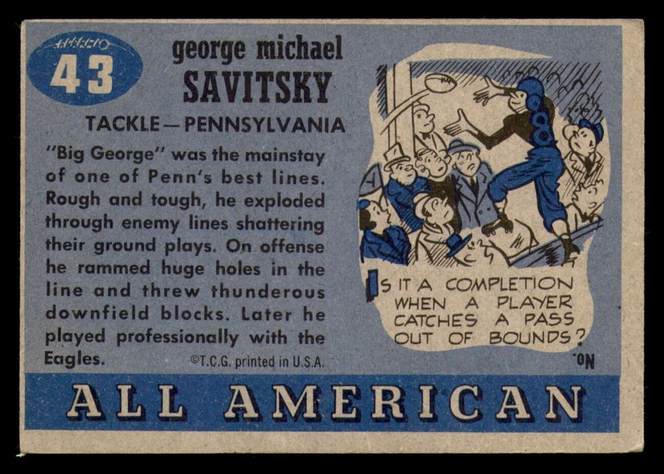 1955 Topps All American #43 George Savitsky Excellent ID:387179 | eBay