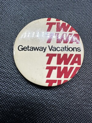 Vintage Rare TWA ( Trans World Airlines ) Gateway Vacations PinBack Pin ...